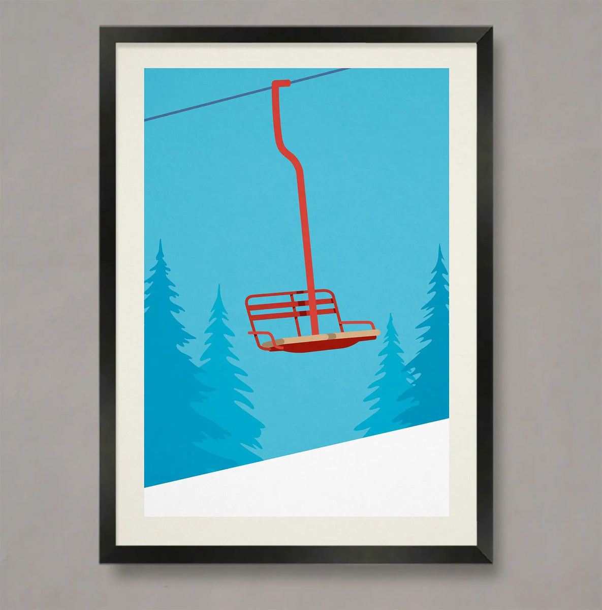 Set of 3 unframed minimalistic ski lift prints, Set of 3 unframed ski ...