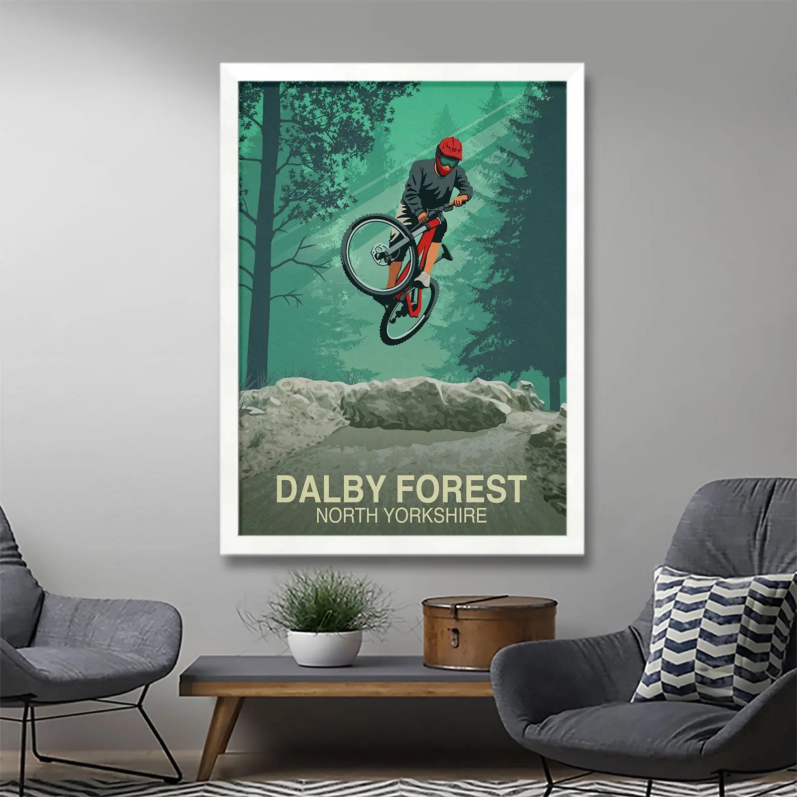 Vélo de montagne de la forêt de Dalby Poster – Ski Poster & Art Prints ...