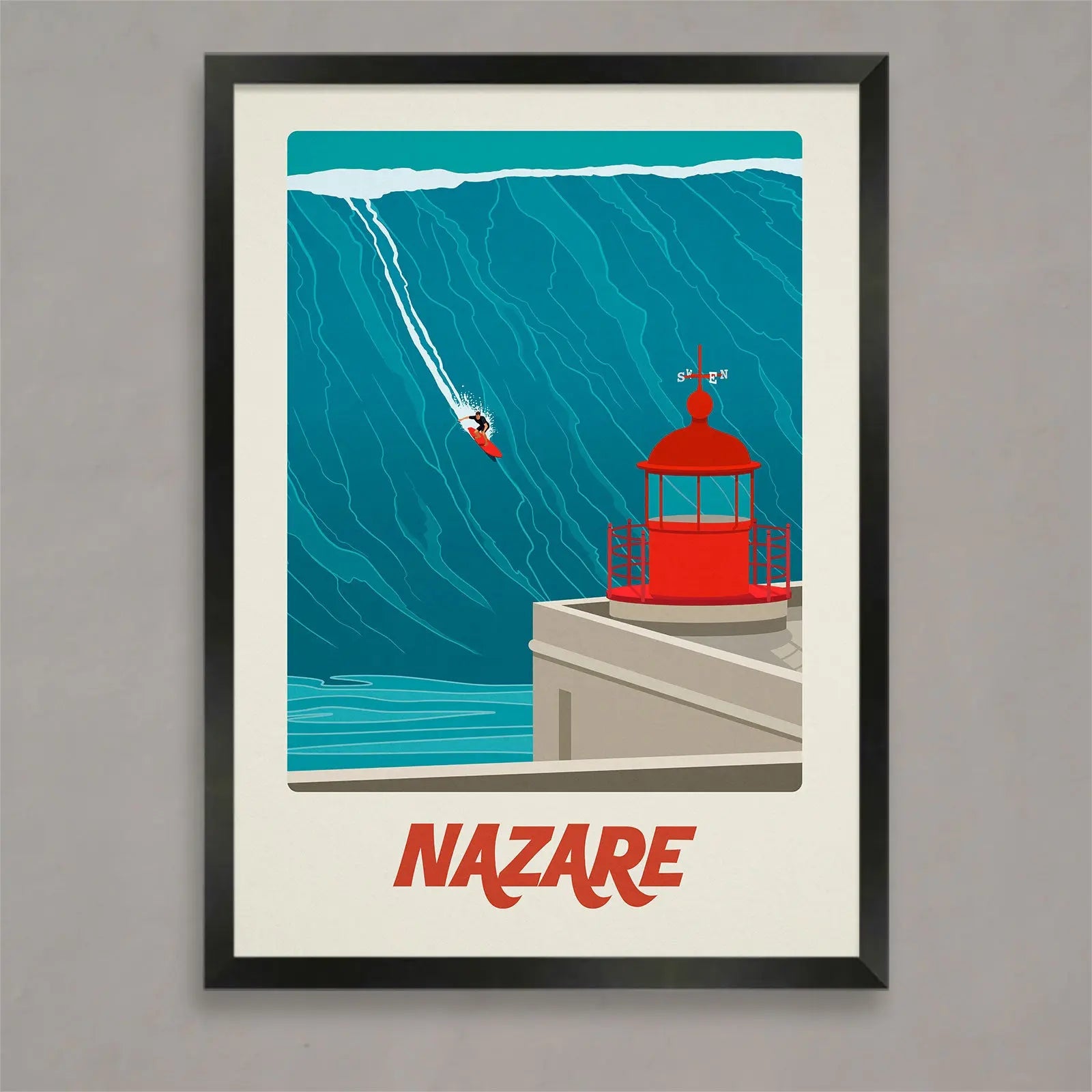 Nazare Surf Poster – Ski Poster & Art Prints - Shop Online | Steve Ash ...