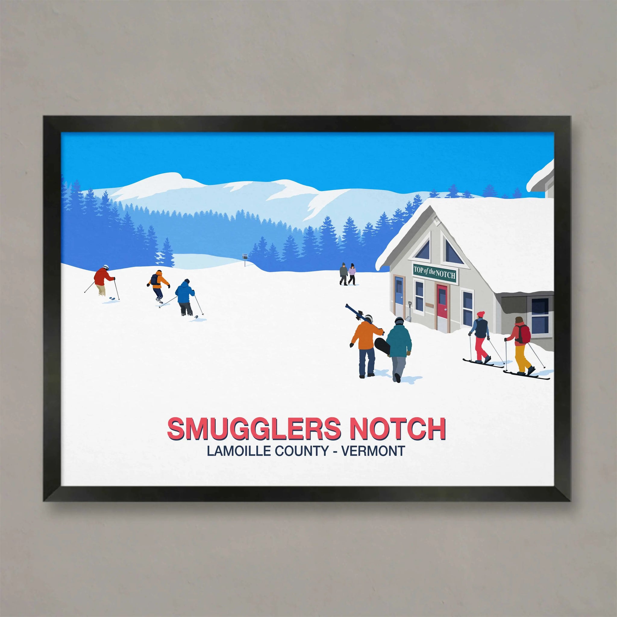 Smugglers Notch ski resort poster – Ski Poster & Art Prints - Shop Online | Steve Ash Illustration