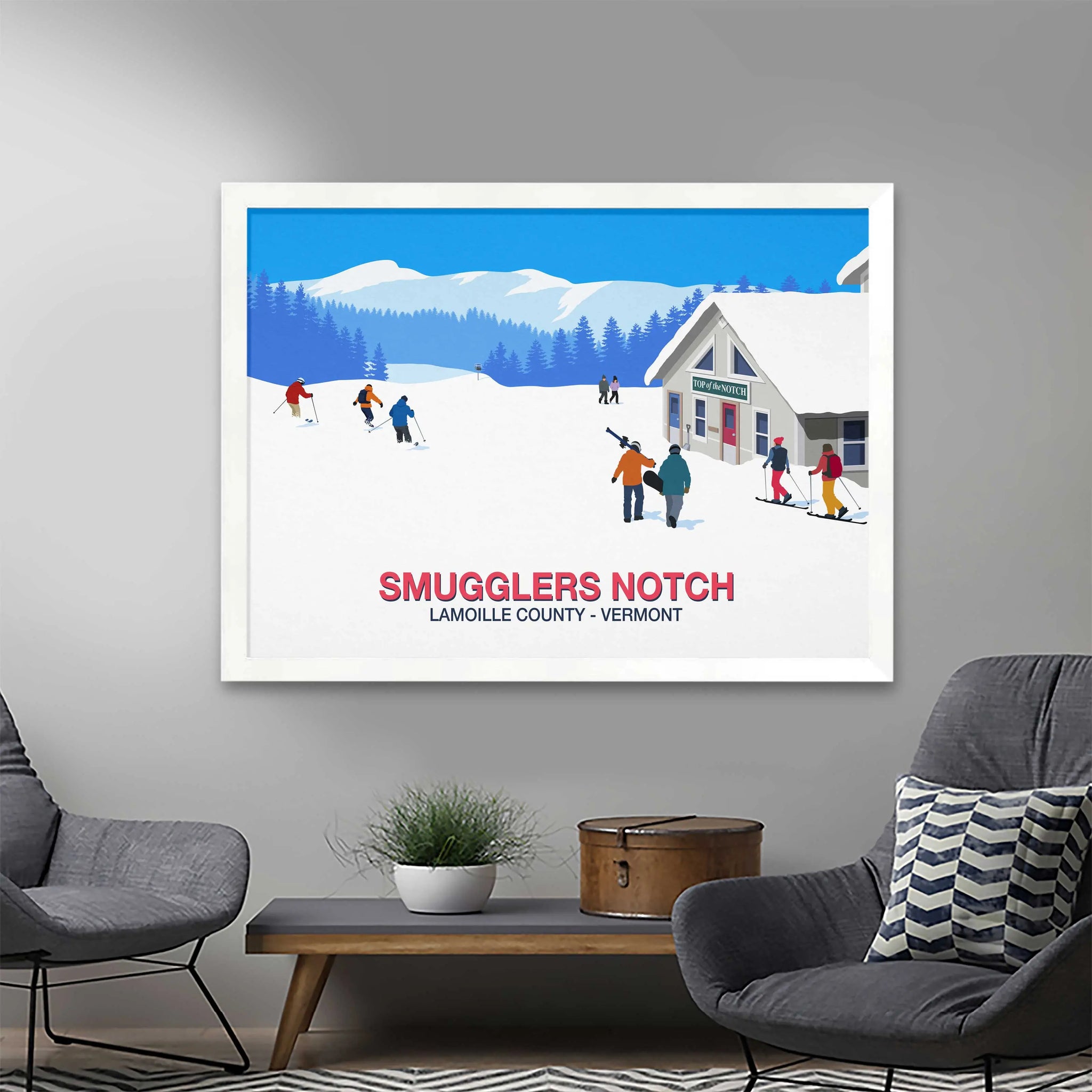 Smugglers Notch ski resort poster – Ski Poster & Art Prints - Shop Online | Steve Ash Illustration