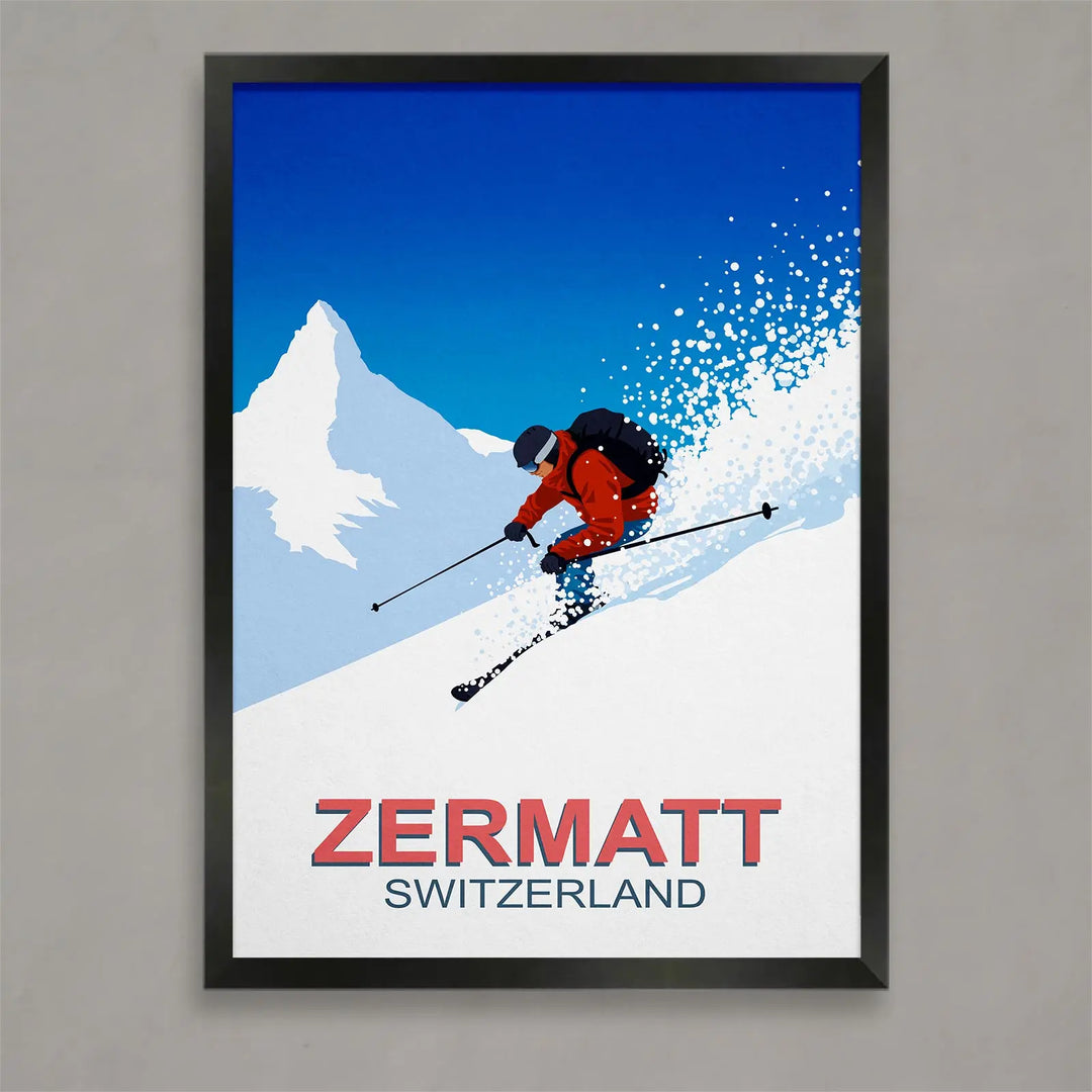 Zermatt ski poster – Ski Poster & Art Prints - Shop Online | Steve Ash ...